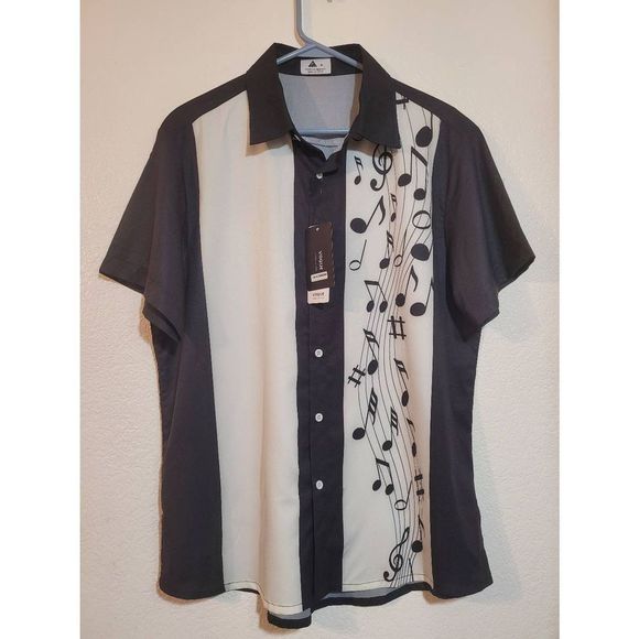 Vogue | Shirts | New Vogue Size Mblack White Musical Notes Musician ...
